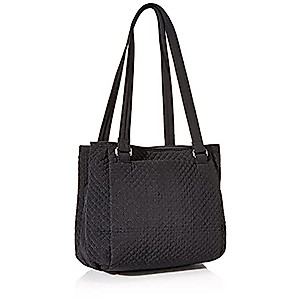Vera Bradley Women's Microfiber Multi-Compartment Shoulder Satchel Purse, Classic Black, One Size