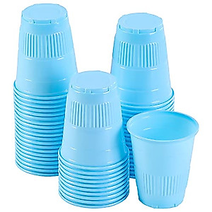 JMU 50Pcs Small Plastic Dental Cups 5 oz Blue Plastic Cups Disposable Drinking Cups, Rinse Cups, Bathroom Cups, Party Cups