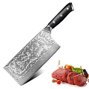Knife Sets, 9PCS Damascus Steel G10 Chef's Knife Sande Knife Cleaver Bread Knife Cleaver Universal Fruit Knife