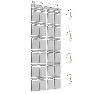 N/C Over The Door Shoe Organizer,Hanging Shoe Organizer for Closet Organizers and Storage,24 Large Mesh Breathable Pockets Hanging Shoe holder,Over The Door Shoe Rack with 4 Hooks
