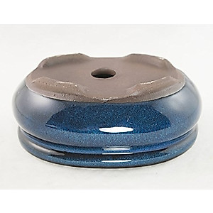 Oval Mame Shohin Bonsai/Cactus & Succulent Pot + Mesh 5"x 4"x 2" - Dark Blue Glazed