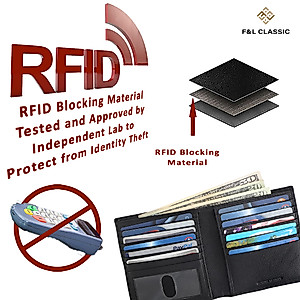 F&L CLASSIC RFID Blocking Mens Leather Bi-Fold Big Hipster Wallet, 13 credit card slots,Black…