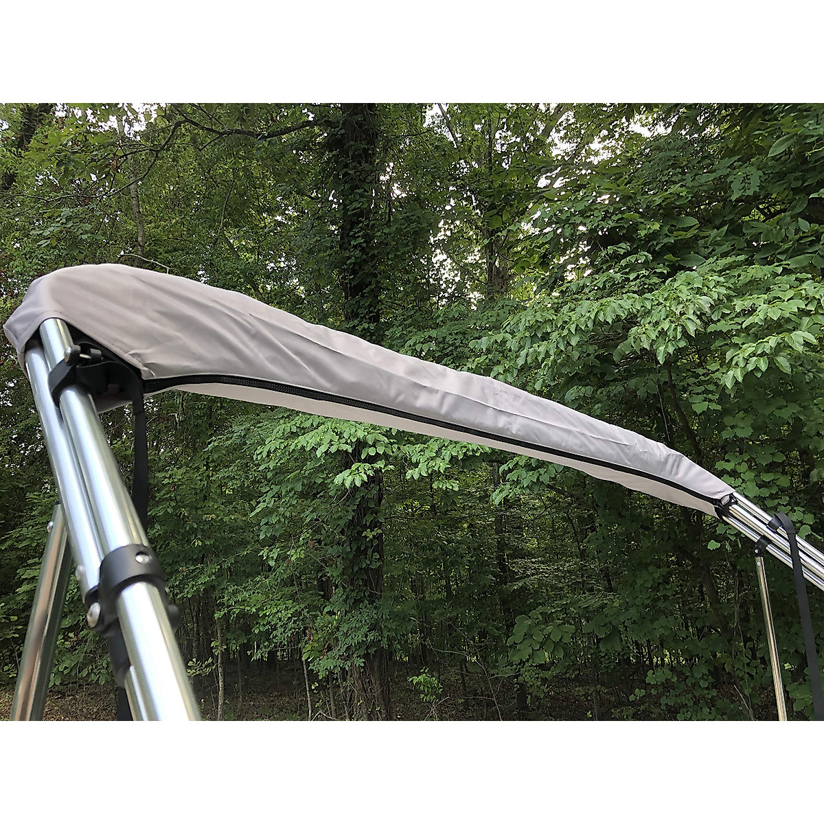 Cypress Rowe Outfitters Complete Bimini Top Kit, Frame, Canvas, Hardware, 10'L x 8'W Grey, 4 Bow, fits from 91"-96" Wide