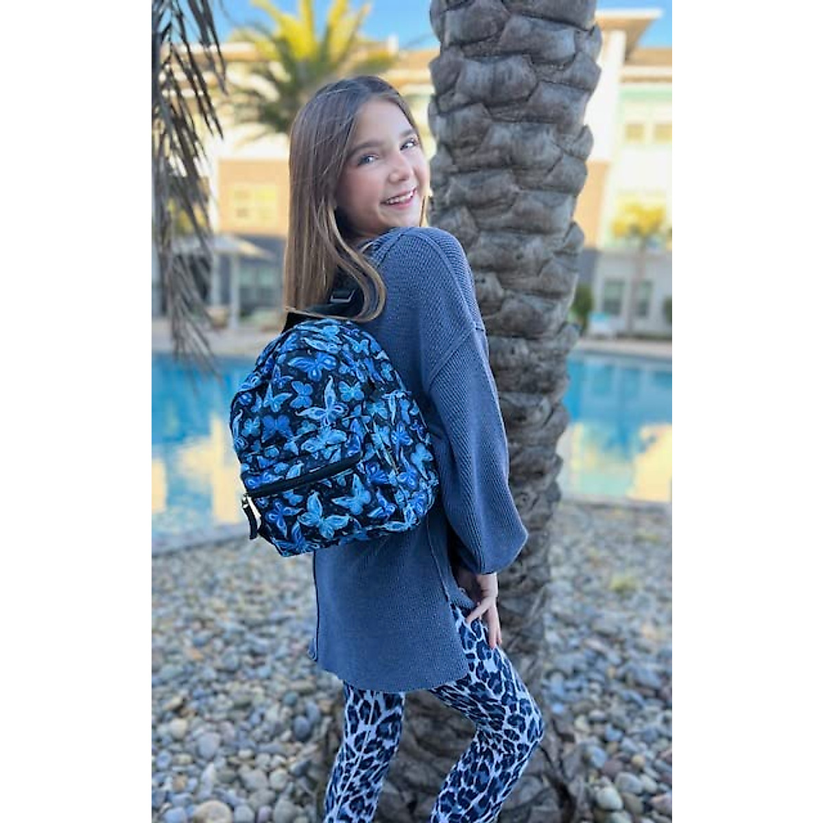 Choco Mocha Butterfly Small Backpack for Girls and Women Teen, Kids Mini Backpack Purse Cute Little Girls Backpack School Travel Bookbag, Christmas Gift for Girls, Black