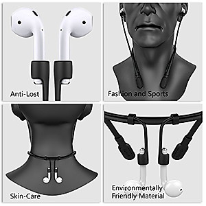 GOGOSODU Compatible Airpods Strap, Silicone Anti-Lost Wire Cable Connector Sports Neckband Compatible for Airpods Pro 2nd/ Airpods Pro 1st/ Airpods 3, 2, 1, Black