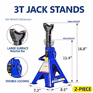 SSLine Automotive Hydraulic Trolley Service Car Jack Set Include 1 Pair 3-Ton Jack Stand,Heavy Duty Steel 2-Ton Racing Floor Jack with Carry Bag and Tire Repair Kit for Garage Auto Repair Shop