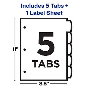 Avery + Amy Tangerine Designer Collection Big Tab Dividers, Rainbow Vibes, 5-Tab Set (11394)