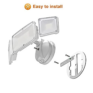 LEPOWER 3500LM Dusk to Dawn LED Security Lights Outdoor, 35W Outdoor Flood Light with Photocell, 5500K, IP65 Waterproof 3 Head Exterior Light for Garage, Patio, Yard