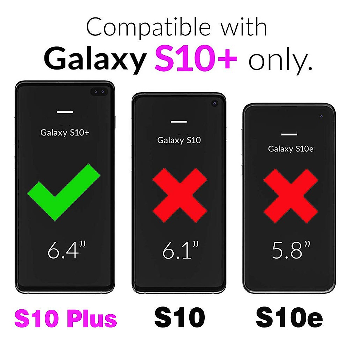 Furiet Compatible with Samsung Galaxy S10 Plus Wallet Cover with Crossbody Strap and Leather Card Holder Clasp Stand Flip Purse Shockproof Phone Cover for S10+ S10plus 10S Edge S 10 10plus Black