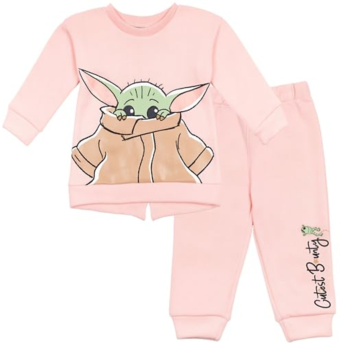 STAR WARS The Mandalorian Baby Yoda Little Girls Pullover Sweatshirt & Pants Pink 7-8