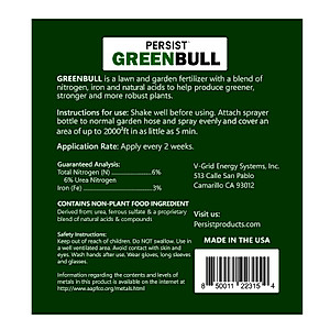 Persist Green Bull - 32oz Liquid Grass Fall Fertilizer Sprayer for Lawn and Garden Soil - Naturally Enhances Green and Creates Nitrogen Rich Plant Soil, Naturally Based Fertilizer for Greener Plants