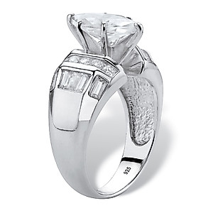 PalmBeach Platinum-plated Sterling Silver Marquise Cut Cubic Zirconia Engagement Ring Sizes 6-10 Size 6