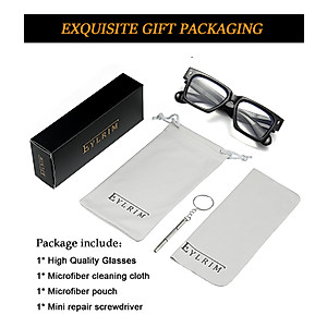 EYLRIM Square Frame Glasses for Women Men Fashion Thick Frame Blue Light Glasses Non Prescription Eyeglasses(Black)