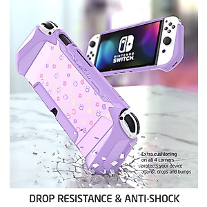 Mumba Dockable Case for Nintendo Switch OLED 2021, [Blade Series] TPU Grip Protective Cover Accessories Compatible with Nintendo Switch OLED 7 Inch and Joy-Con Controller (BBPurple)