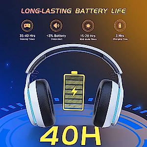 Gvyugke Wireless Gaming Headset 2.4GHz USB for PS5, PS4, PC, Switch, Mac, Bluetooth 5.2 Gaming Headphones with Detachable Microphone for Gamer, Surround Sound, 3.5mm Wired Jack for Xbox Series(White)