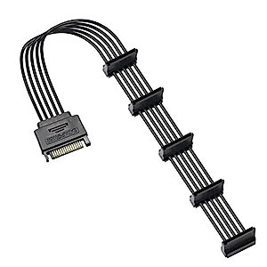 GELRHONR 15Pin SATA Male to 5 x 15 Pin SATA Female Hard Drive Power Right Angle Splitter Adapter Cable Extension Cable for Hard Disk 50CM