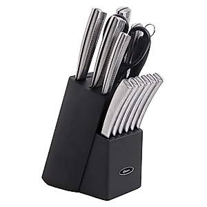 Oster Wellisford High-Carbon Stainless Steel Cutlery Set, 14-Piece, Black/Silver