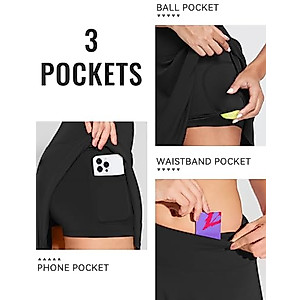 BALEAF Women's Pleated Tennis Skirt Skorts for Woman Golf Skirts with Pockets Athletic Running Workout Sports Black S