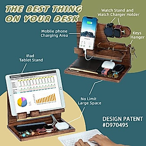 ZAPUVO Gifts for Men, Gifts for Dad Husband Fathers Day from Daughter Son Kids Wife, Ash Wood Phone Docking Station Nightstand Organizer, Birthday Gifts Ideas Boyfriend Anniversary Graduation for Him