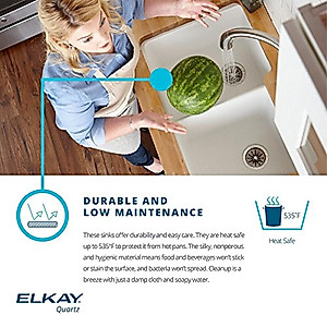 Elkay Quartz Luxe ELXH3322RPA0 Parchment Offset 60/40 Double Bowl Top Mount Sink with Aqua Divide