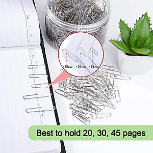 Paper Clips Assorted Sizes, Viemior 700pcs Paper Clips Paperclips for Paperwork - Large Paper Clips, Medium and Small Paper Clips (50 mm, 33mm & 28 mm) - Silver