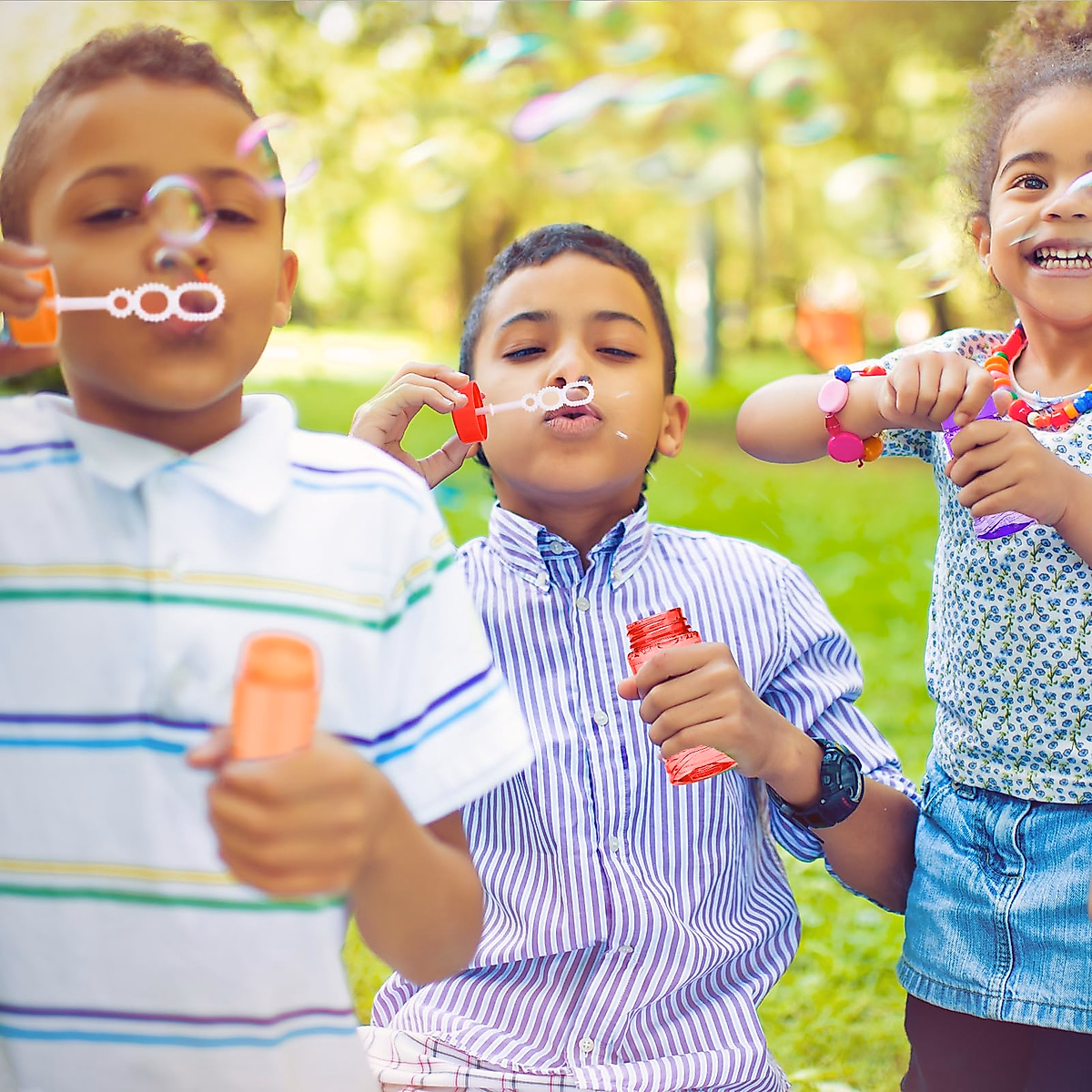 48 Pack Bubble Bottle with Wand Attached to the Cap (8 Colors), Bubbles Bulk Set for Kids Party Favors, Blower Bubbles Refill Toy for Toddler Summer Outside, Birthday Gift, Goody Bag Stuffers Supplies