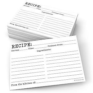 321Done Recipe Cards (Set of 50) 4x6 - Typewriter White Vintage - From the Kitchen Of - Large Double-Sided - Made in USA - Unisex Minimalist