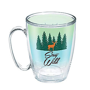 Tervis Made in USA Double Walled Stay Wild Insulated Tumbler Cup Keeps Drinks Cold & Hot, 16oz Mug - No Lid, Clear