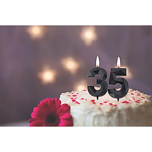 2 inch Black 35 & 53 Birthday Candles, 3D Diamond Number 35th & 53th Cake Topper for Men Women Birthday Party Decorations Theme Party