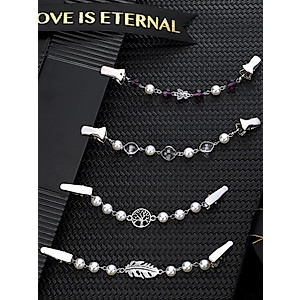 4 Pieces Vintage Sweater Shawl Clips Retro Cardigan Collar Clips Dress Shirt Brooch Clips for Women Wearing, 4 Styles(Pearl Butterfly Style)