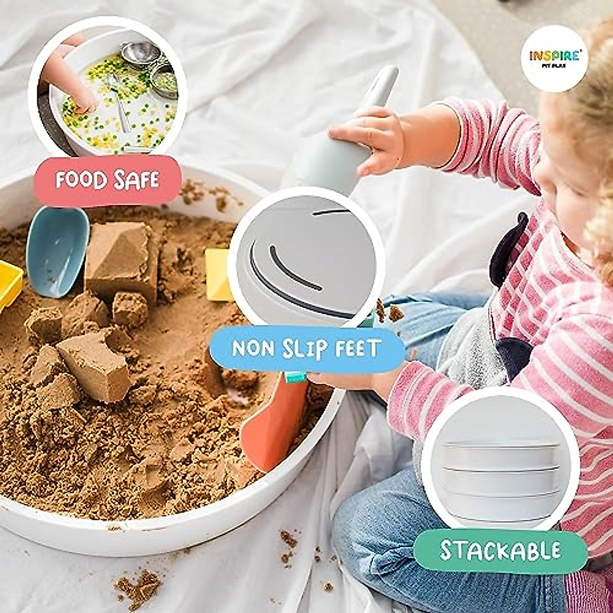 Inspire My Play Sensory Bin with Lid and Removable Storage Inserts - Sensory Bins for Toddler Crafts - Kids Sensory Toys for Autistic Children - Sensory Activities for Toddlers