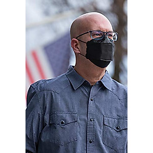 PURE-MSK Trifold Disposable Mask - Made in the USA - Light Weight Easy Breathing Material - Adult Size - 10 Pack - Black
