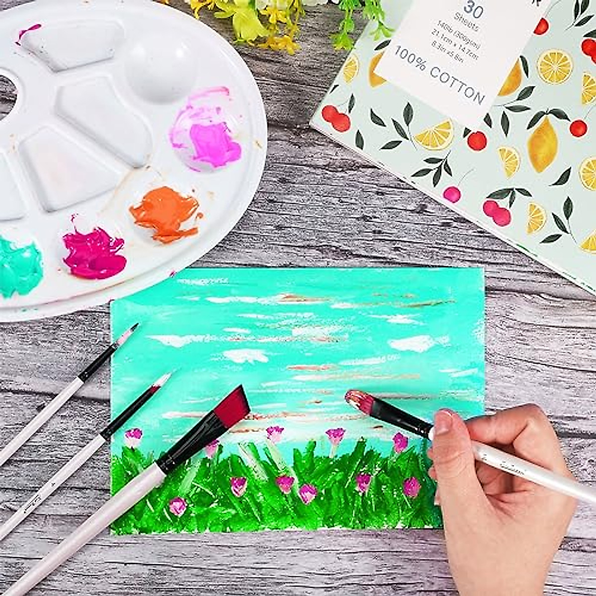 30 Sheets Watercolor Paper Pad, A5 (8.3 x 5.8") Cold Press Watercolor Paper, 140 lb/300 GSM Tearable Water Color Pad for Art Painting, Drawing, Mixed Media