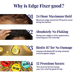 Red by Kiss Edge Fixer 24 Hour Maximum Hold Edge Wax No Flaking Biotin B7 Infused Hair Gel 1.01 fl.oz