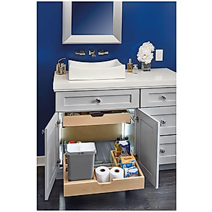 Innovative 30 Inch Vanity U-Shaped Undersink Base Cabinet Pullout Organizer Rev-A-Shelf 48630VSBSCBM1 Full Extension Soft-Close Slides