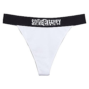 Savage X Fenty, Women's, Showgirl High-Leg Thong, Angel White, XS