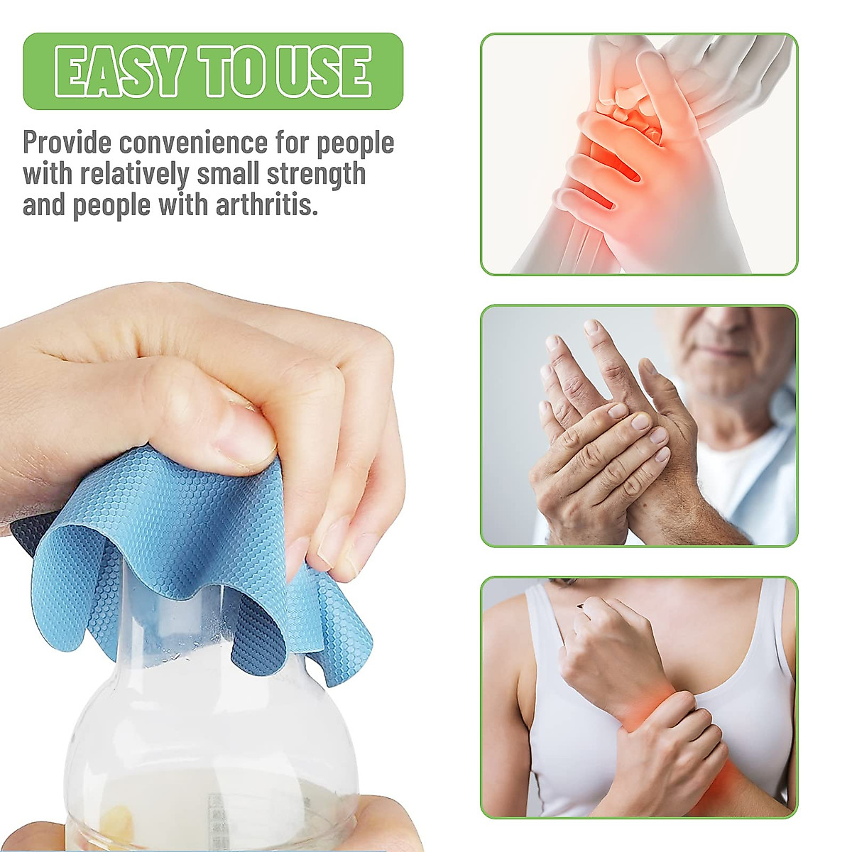 4Pcs Jar Opener Gripper Pads,Multi-Purpose Rubber Jar Grippers Non Slip Kitchen Coasters Jar Lid Grip Pad Bottle Opener, Bottle Lid Openers for Seniors Kids Women(Light Blue, Green)