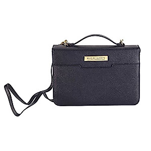 White Dove Designs Bible Cover-Rejoice Always w/Detachable Shoulder Strap-X Large-Black