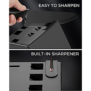 syvio Knife Sets for Kitchen with Block, Kitchen Knife Sets 14 Piece with Built-in Sharpener, Kitchen Knives for Chopping, Slicing, Dicing&Cutting