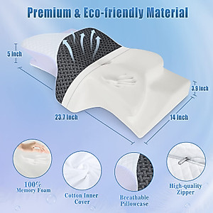 SAHEYER Cervical Pillow for Neck and Shoulder Pain Relief, Odorless Contour Memory Foam Pillows for Sleeping, Ergonomic Orthopedic Support Bed Pillow for Side, Back and Stomach Sleepers, Grey