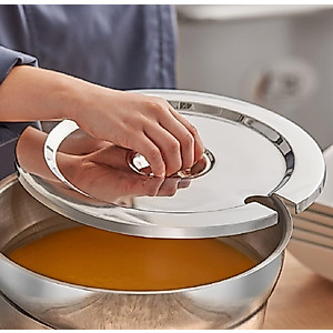 Soro Essentials- 10.5" Stainless Steel Vegetable Inset Notched Cover - Fits 11 qt. Inset for Commercial Food Warmer Soup Warmer and Soup Chafer Applicable to Catering Buffet Parties Banquets