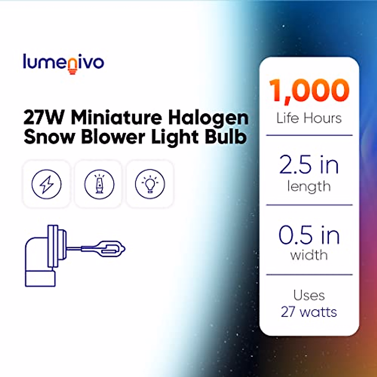 Replacement for Ariens 00432600 Snow Blower by Lumenivo - 27W Miniature Halogen Snow Blower Light Bulb with Plastic Right Angle Prefocus Base - Clear - 12.8V - 1 Pack