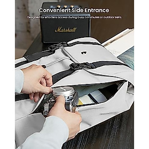 tomtoc Flap Laptop Backpack, Lightweight, Water-Resistant Casual Daypack, Durable Work-pack, Vintage Classic Rucksack for 13-16 Inch MacBook, perfect for Campus, Street, Large Capacity, 22L Gray