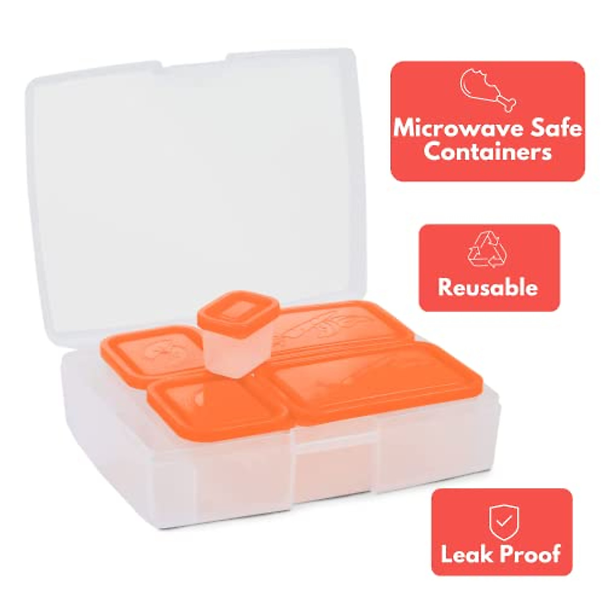 Bento Lunch Box Set w/ 5 Removable, Leak Proof Containers, On-the-Go Meal, Food Prep & Snack Packing Compartments w/Recipe Guide - Stackable, Microwave Safe Nesting Containers w Lids, Easy to Clean