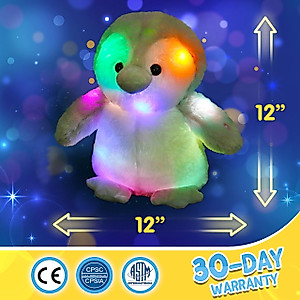 Houwsbaby 12'' LED Light Up Penguin Stuffed Animal Plush Toy for Kids Night Light Glowing and Huggable Soft Plush Toy Present for Kids Baby Boys Girls Birthday Festival Christmas