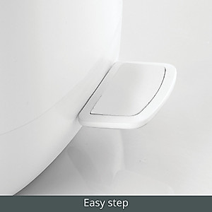 mDesign Plastic 1.3 Gallon/5 Liter Trash Can Waste Basket for Bathroom with Lid, Step Pedal Dustbin, and Removable Liner Bucket - Small Garbage Bin for Bathroom, Bedroom, or Office - White