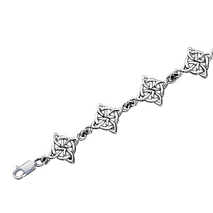 North Star Celtic Knot Sterling Silver Link Bracelet, 7"