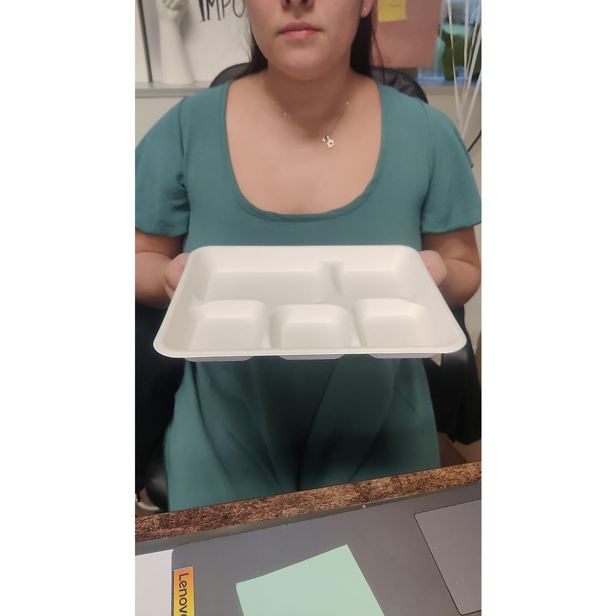 [500 Pack] 5 Compartment Trays, 100% Compostable Paper Plate tray, School Bagasse Lunch trays, Buffet, and Party, Disposable trays with 5 compartment, Biodegradable, Natural (4821011)