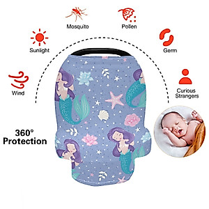 Nursing Cover Breastfeeding Scarf Mermaid- Baby Car Seat Covers, Infant Stroller Cover, Carseat Canopy(193)