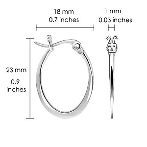 Hoops & Loops Sterling Silver Flat Oval Hoop Earrings for Women
